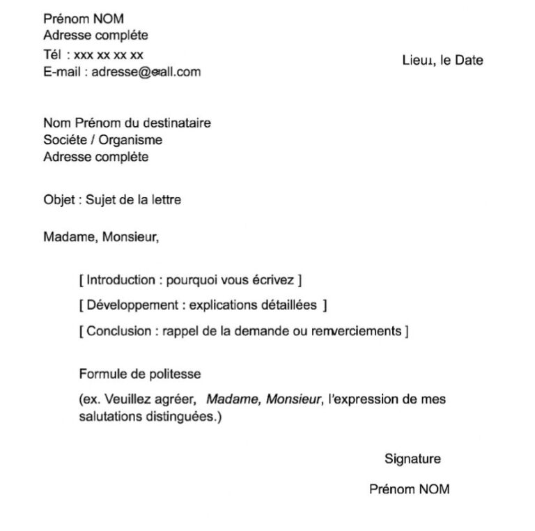 Comment écrire une lettre officielle : structure et modèle
